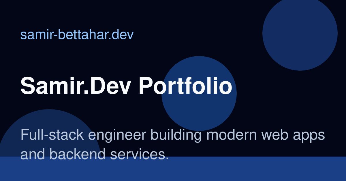 Samir.Dev | Full-Stack Software Engineer